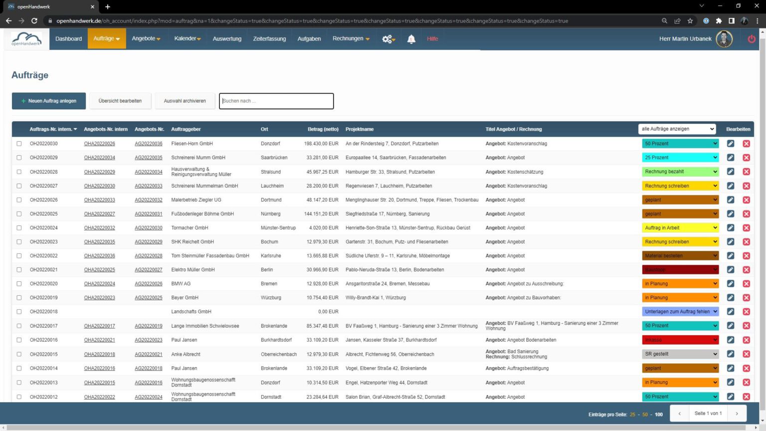 Handwerksbetrieb - openHandwerk